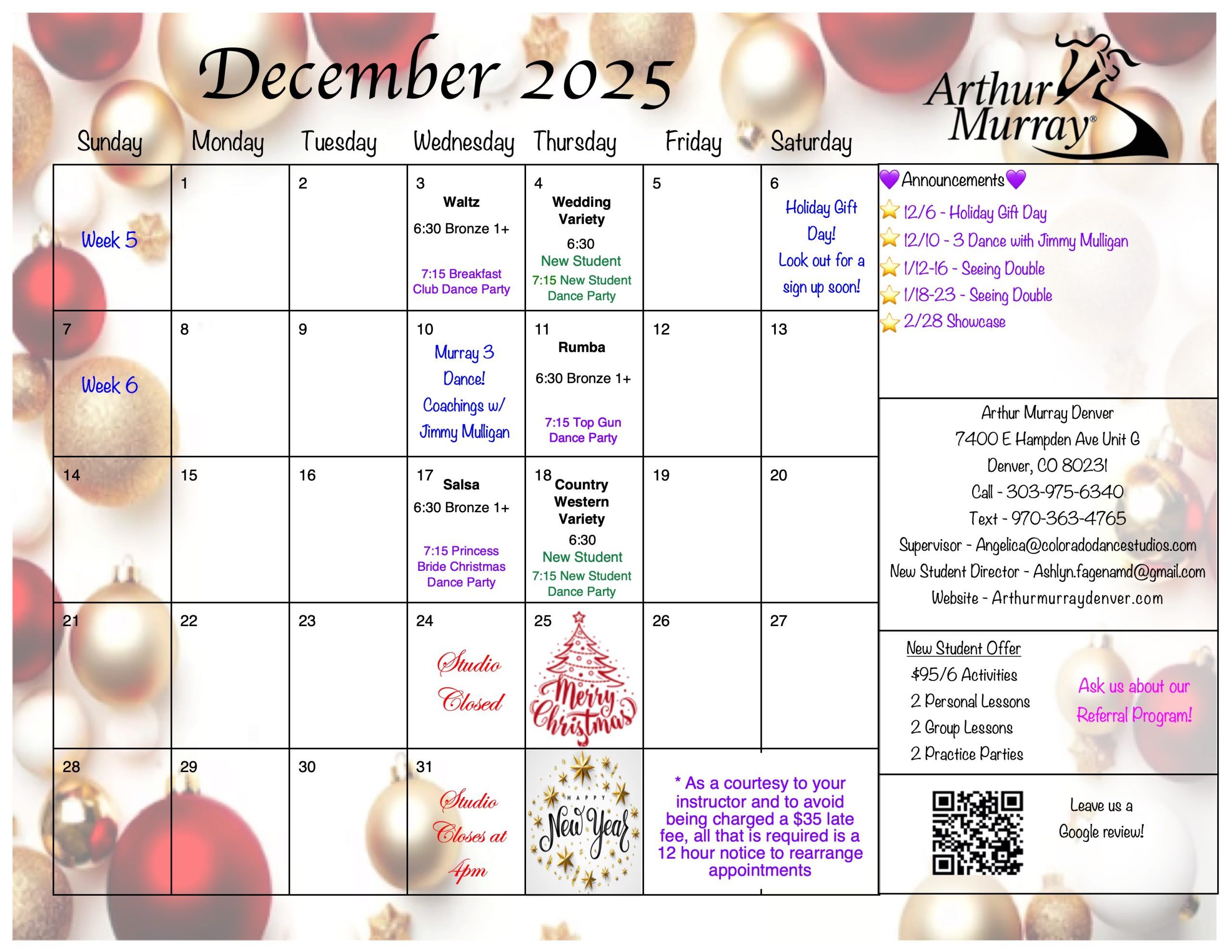 Calendar | Dance Lessons For Adults | Arthur Murray Dance Studio in Denver